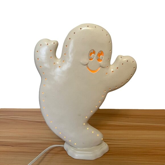 Holiday | Vintage Ceramic Ghost Light Lamp 12 Tall Blinking Halloween ...